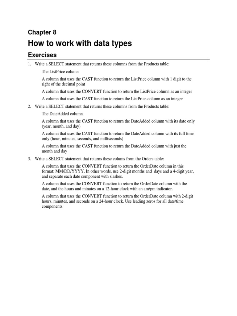 Chap 8 Data Types | PDF