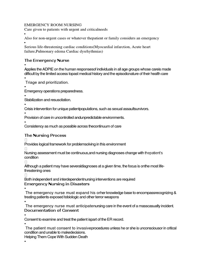 Emergency Room Nursing | PDF | Emergency Department | Wound