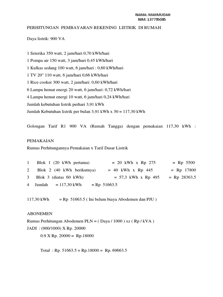 Menghitung Rekening Listrik | PDF