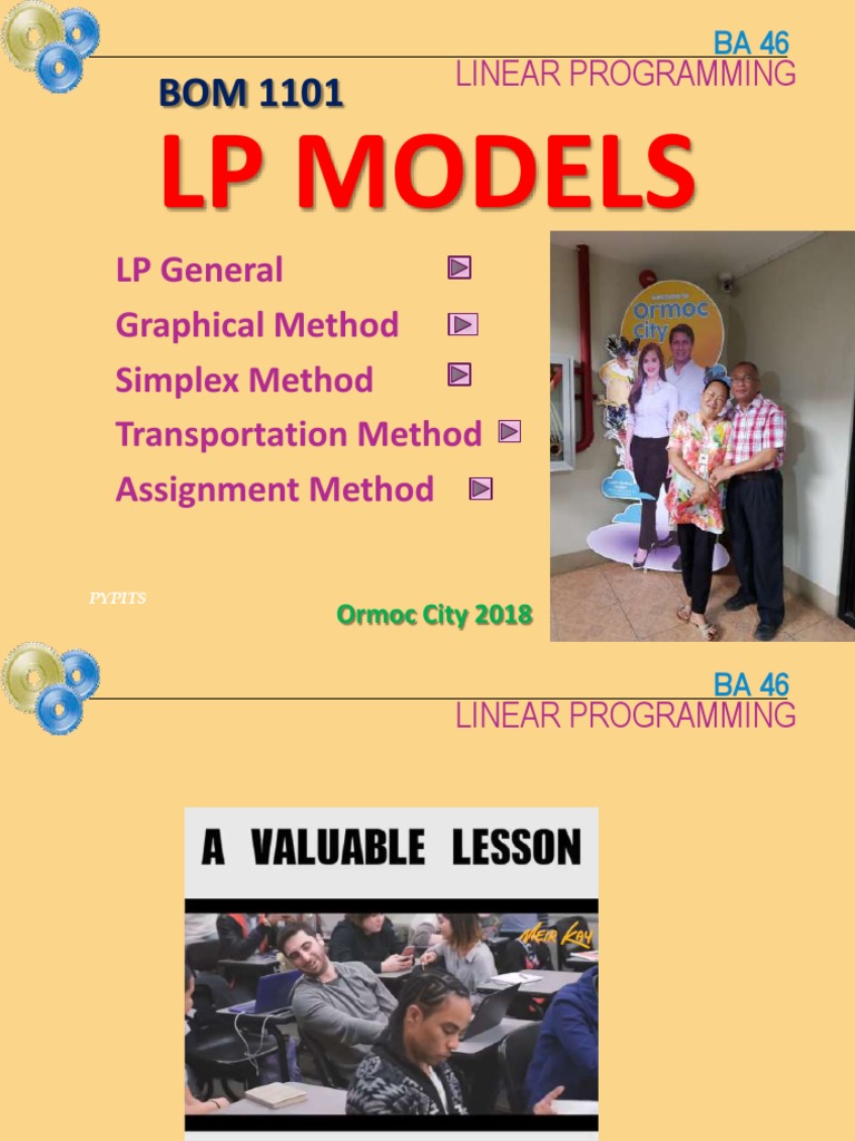 LP Models Bom 1101 | PDF | Mathematical Optimization | Linear Programming