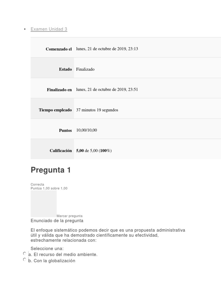 Examen de Desarrollo Organizacional 100% | PDF | Realimentación ...