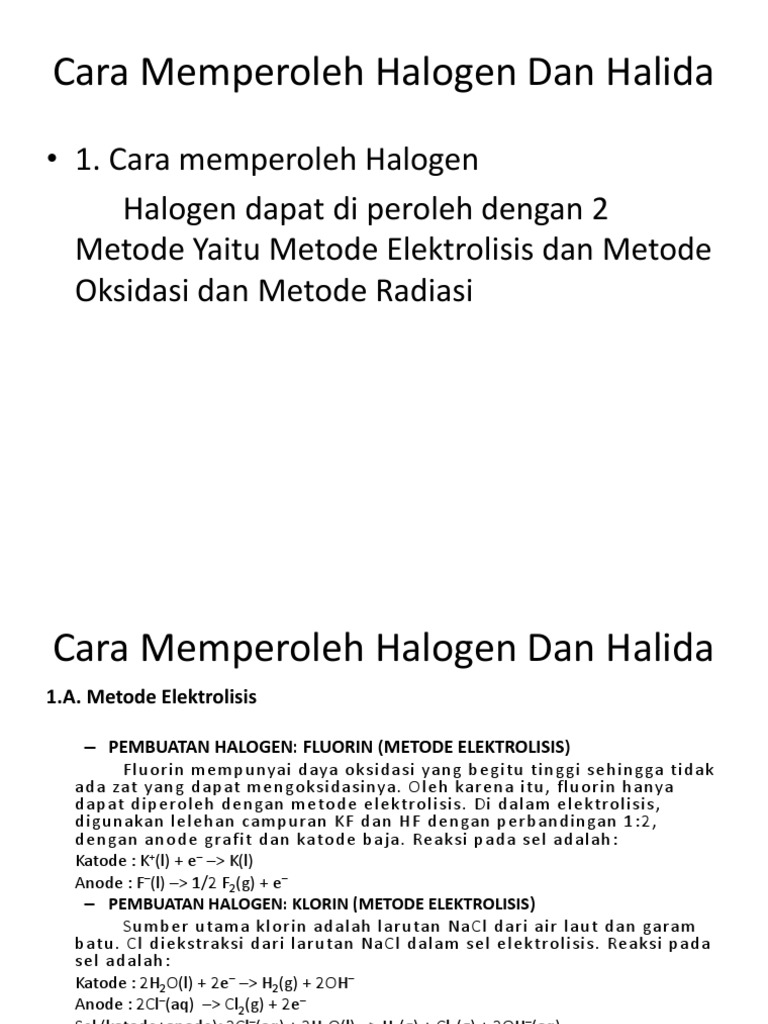 Cara Memperoleh Halogen Dan Halida | PDF