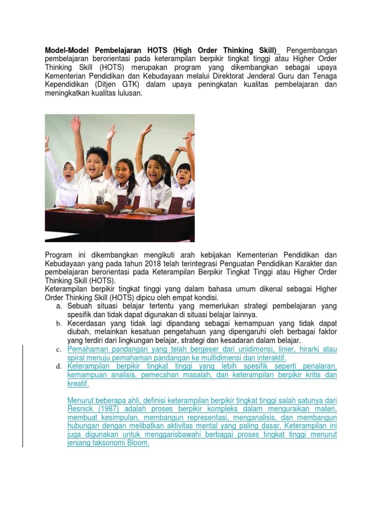 Model Pembelajaran Hots | PDF