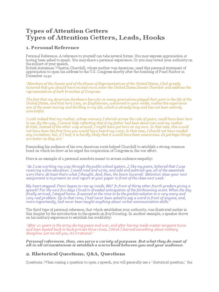 Types of Attention Getters | Download Free PDF | Common Cold | Curiosity