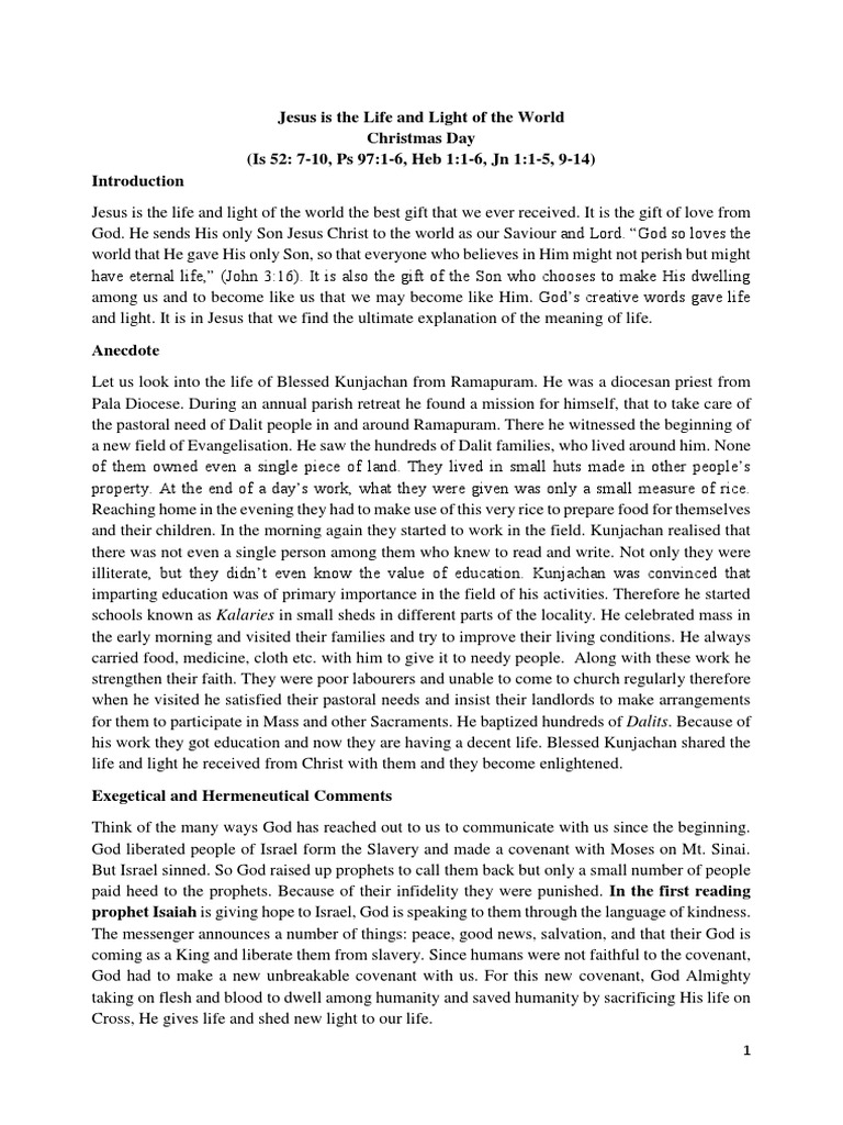 Jesus: The Light and Life of Christmas | PDF | Eucharist | Salvation