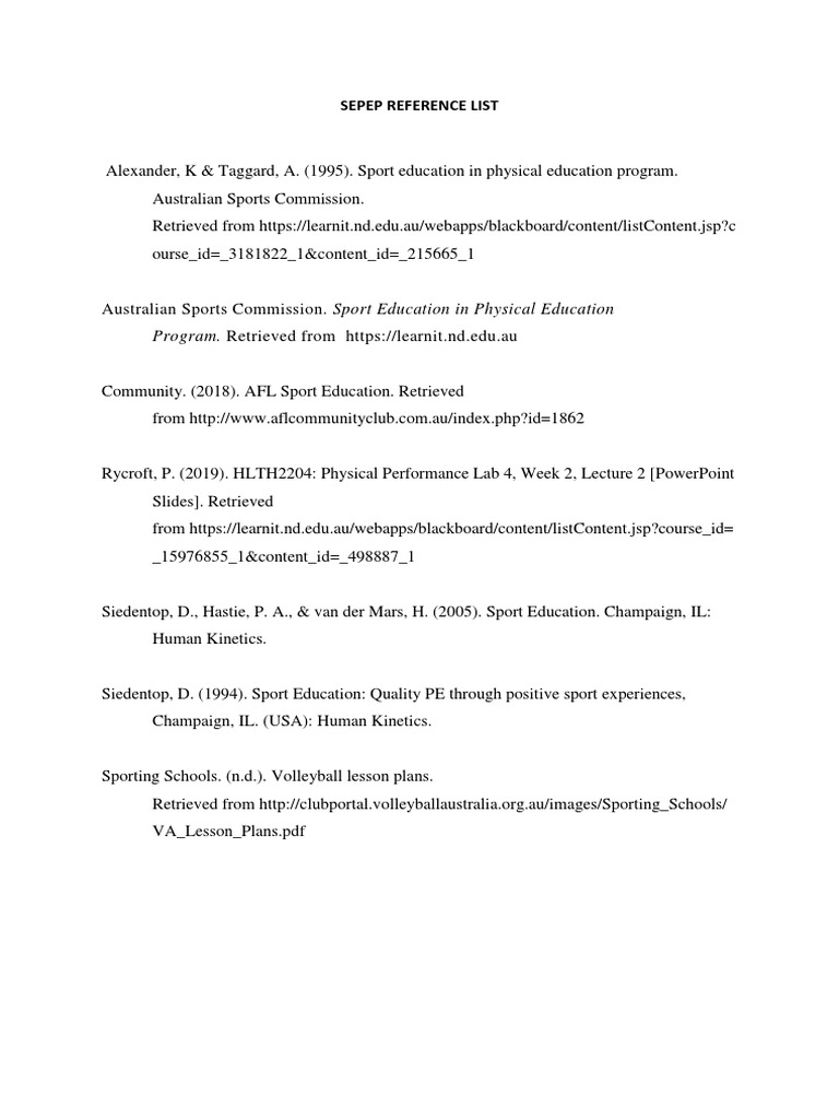 Sepep Reference List | PDF