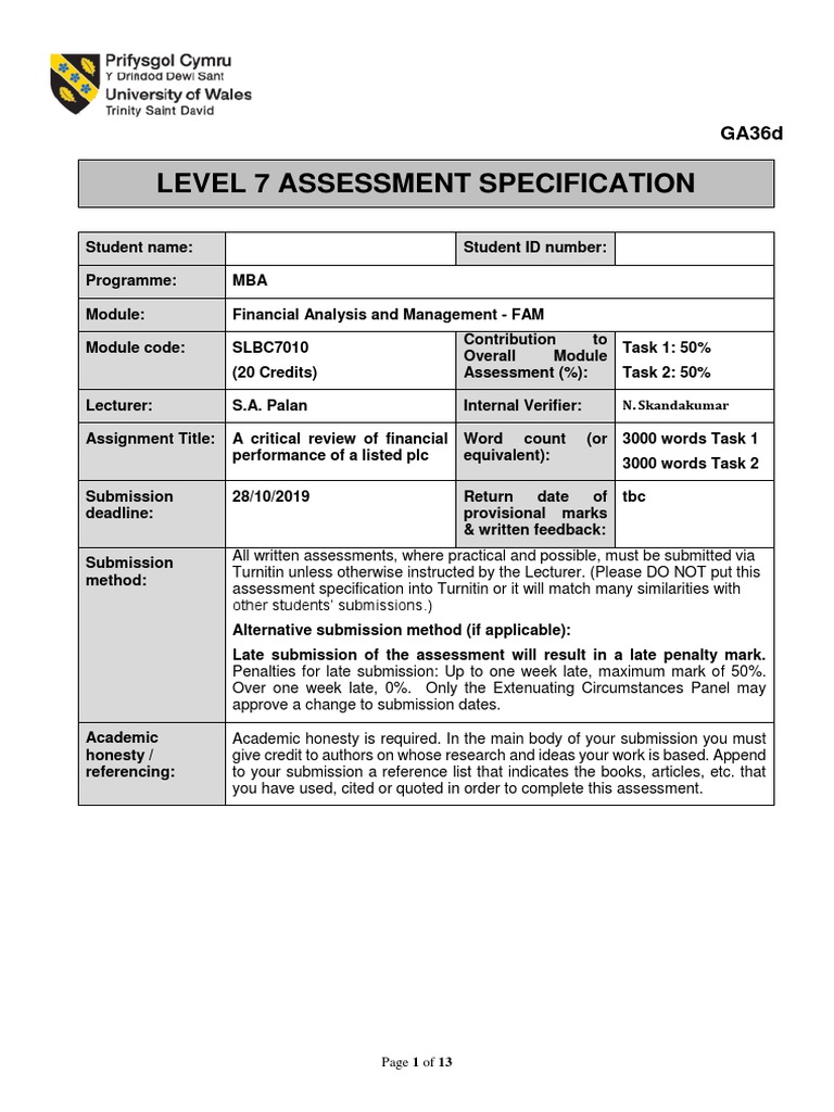 Sblc7010 Assignment Task 1 And Task 2 Aug Nov 2019 Pdf Evaluation Insight 