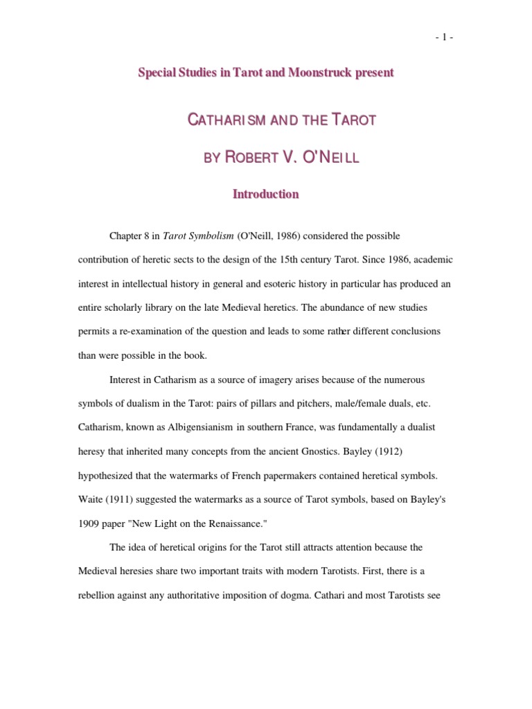 Catharism and The Tarot | PDF | Catharism | Neoplatonism