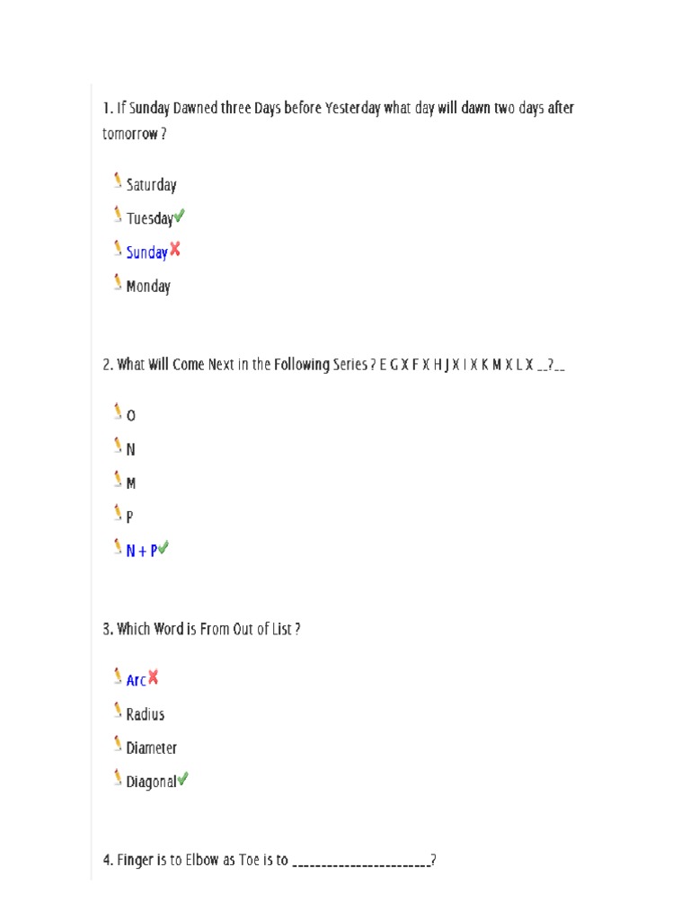 Issb Intelligene Test 1 PDF | PDF