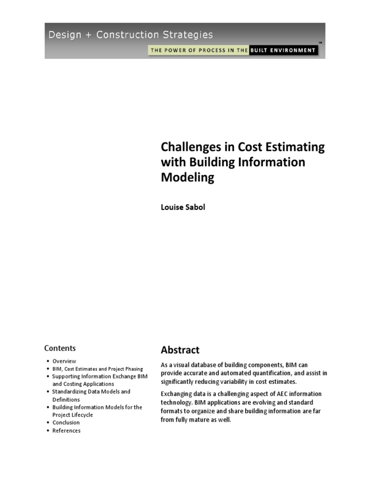 Understanding Estimating in BIM | PDF | Building Information Modeling ...