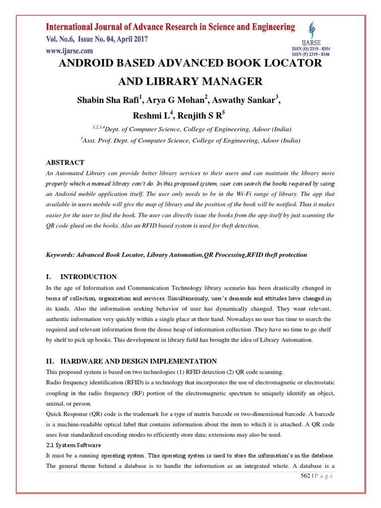 Android Based Advanced Book Locator and Library Manager | PDF | Radio ...