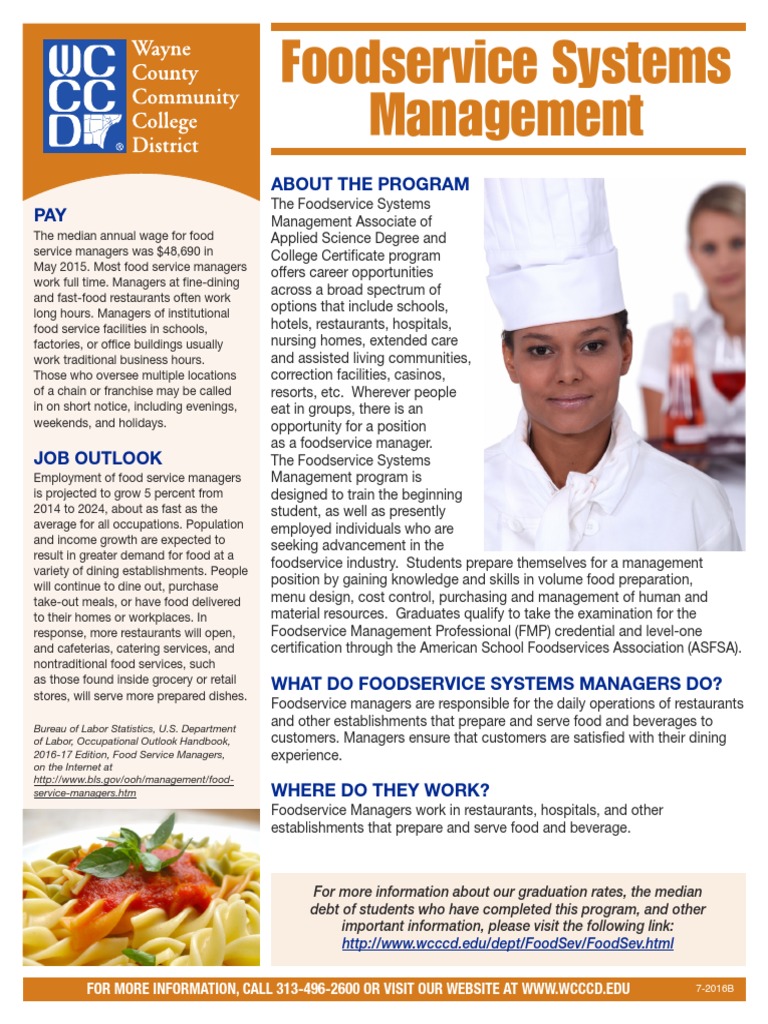 Foodservice Systems Management: PAY About The Program | PDF ...