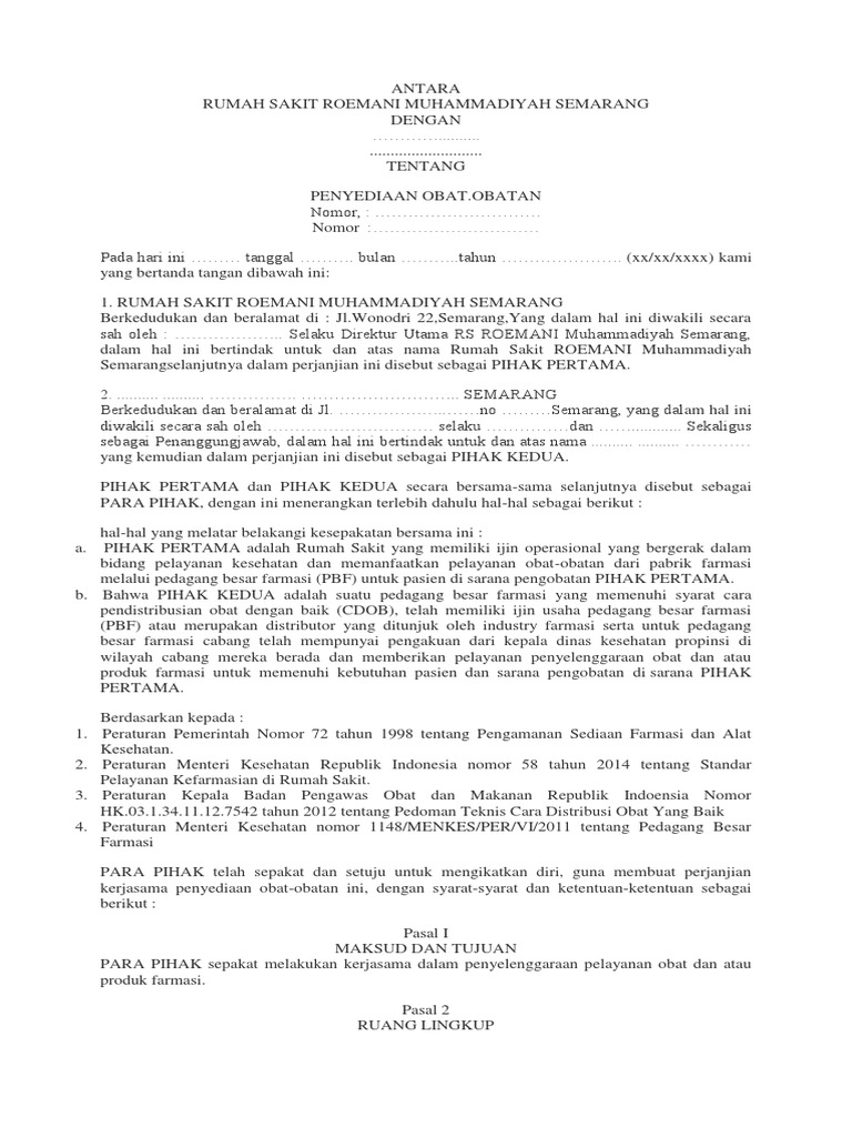 Contoh Mou Dengan Perusahaan Apotek | PDF