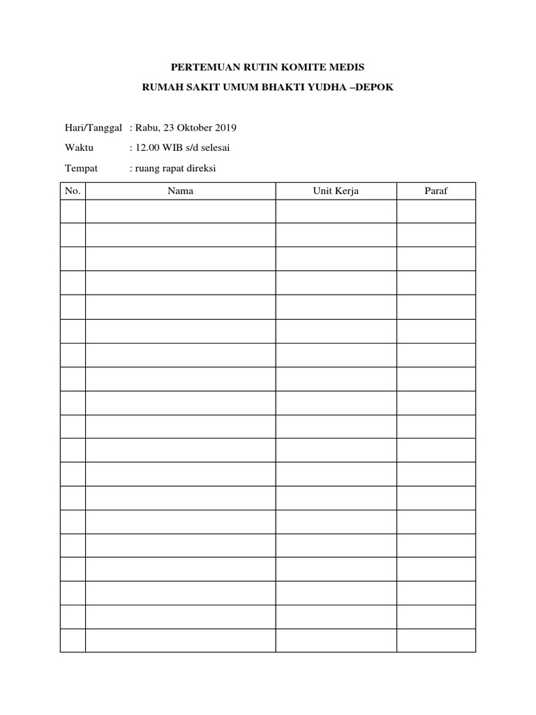 Format Absensi Pertemuan | PDF
