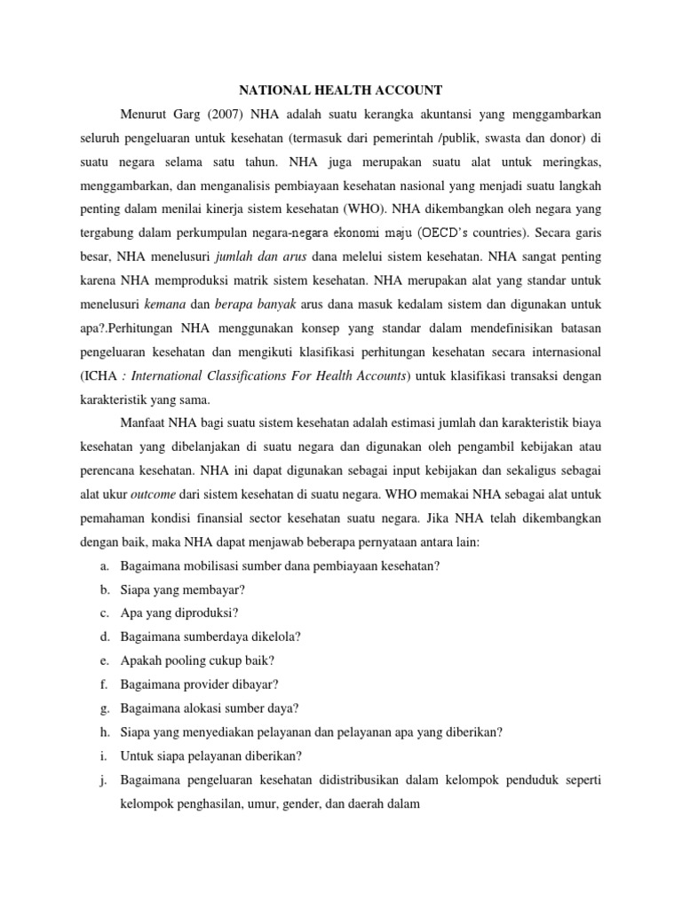 National Health Account (Nha) | PDF