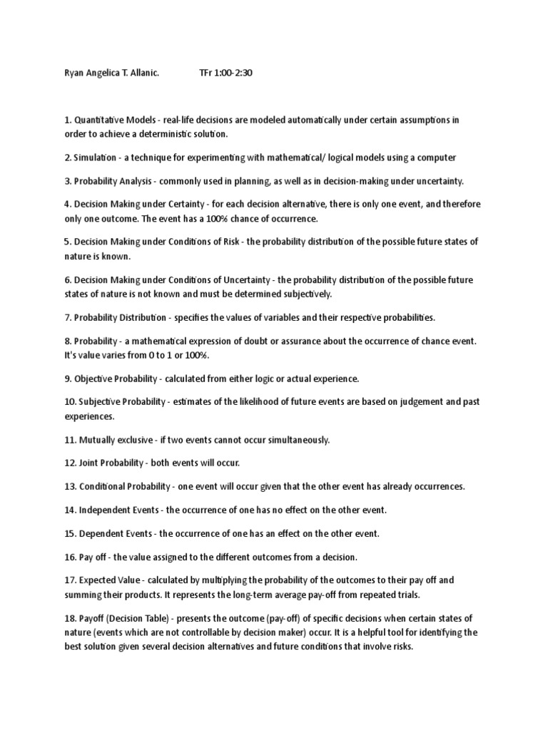 MAS Assignment (Quantitative Techniques) | PDF | Mathematical ...