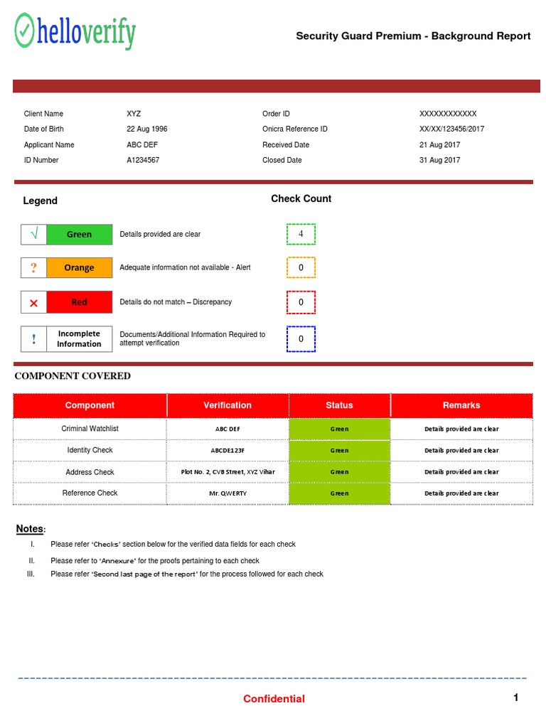 Security Guard Premium - Background Report: Legend Check Count | PDF ...