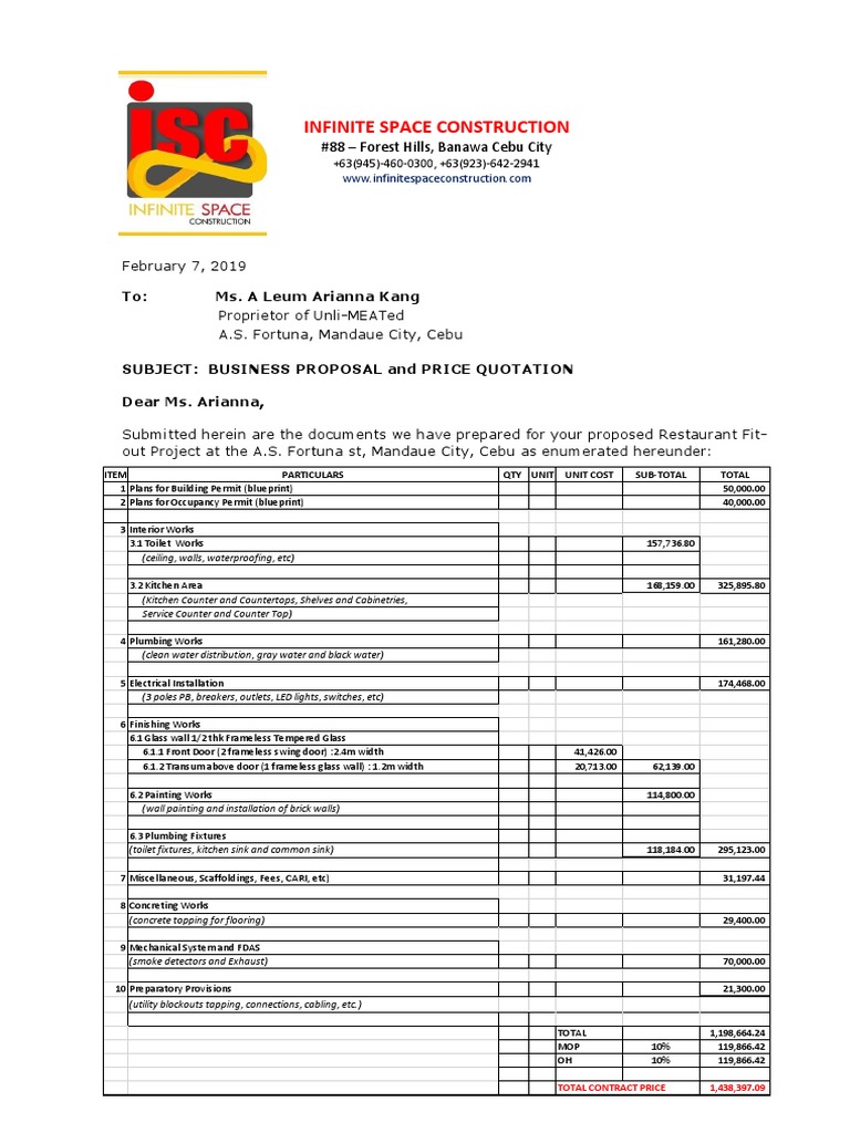 Arianna's Restaurant Quotation | PDF | Sink | Countertop