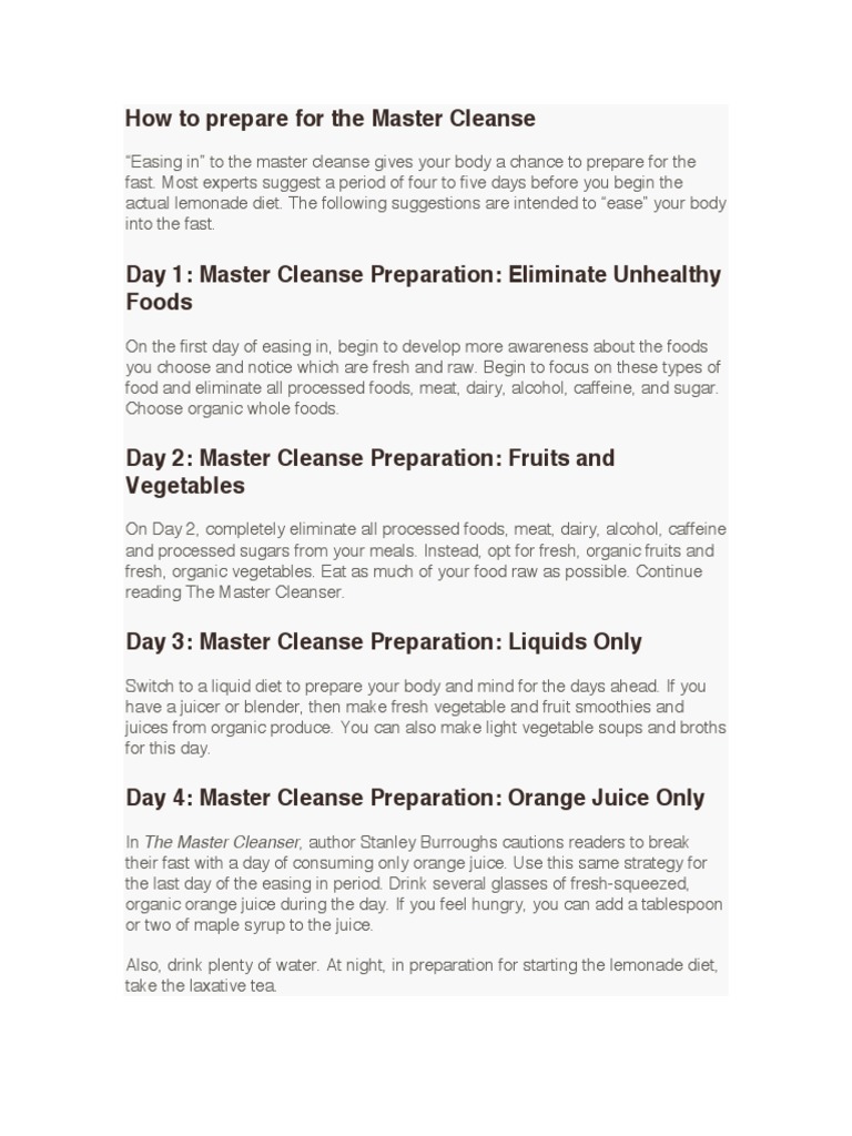 MasterCleanse Howto PDF | PDF | Master Cleanse | Juice