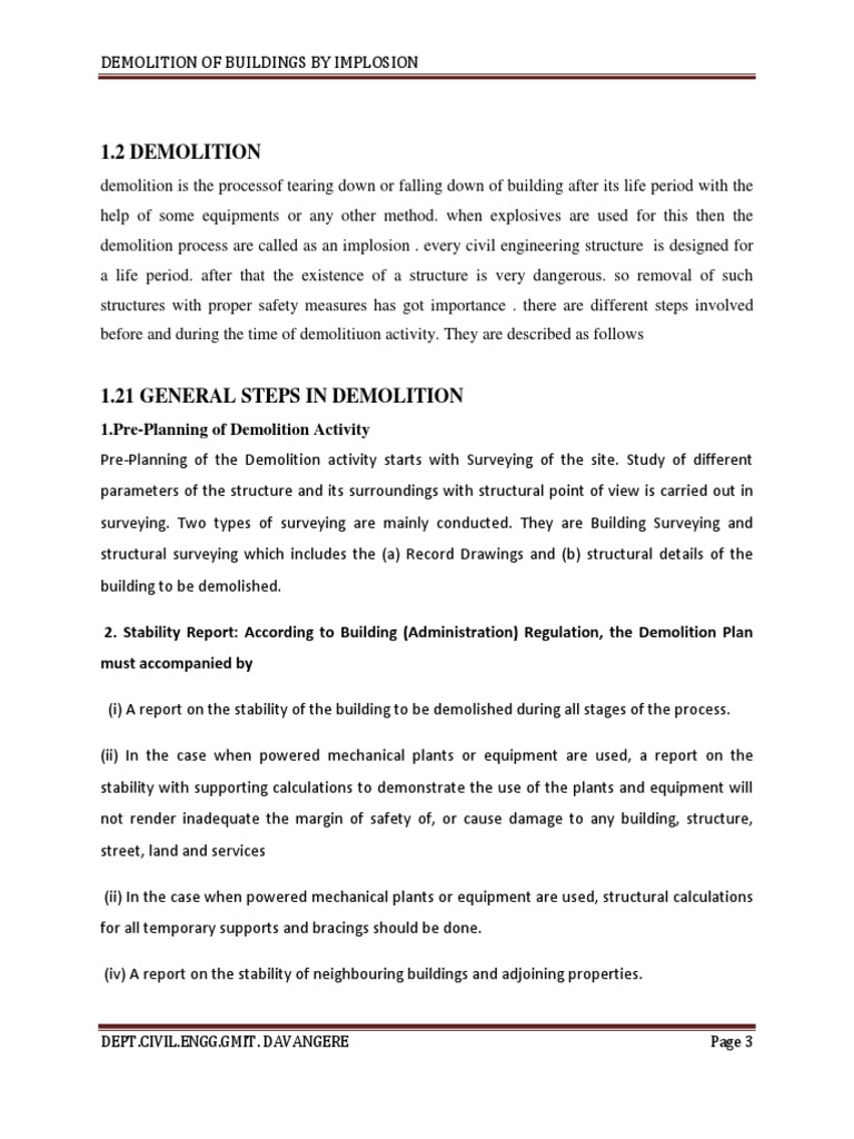 1.2 Demolition: 1.Pre-Planning of Demolition Activity | PDF ...