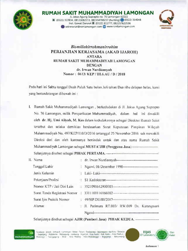 Kks9 Contoh Surat Perjanjian Dokter Pdf