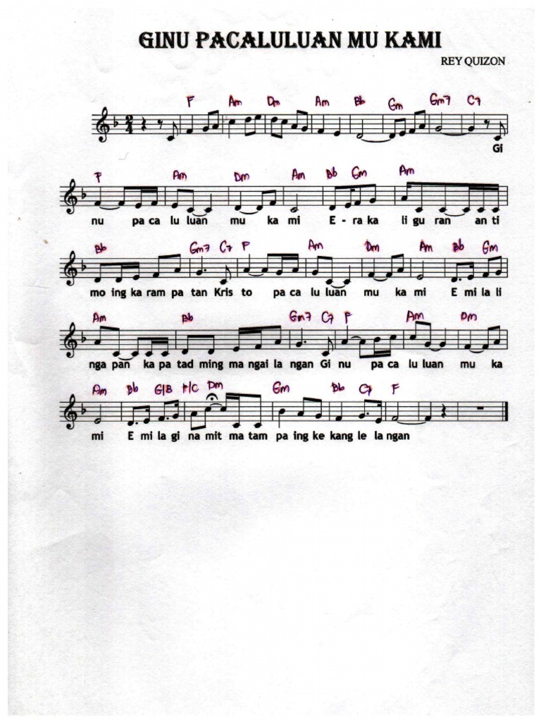 Ginu Pacaluluan Mu Kami Rey Quizon | PDF