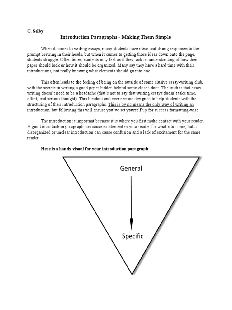 Introduction Paragraphs - Making Them Simple: C. Selby | PDF | Essays ...