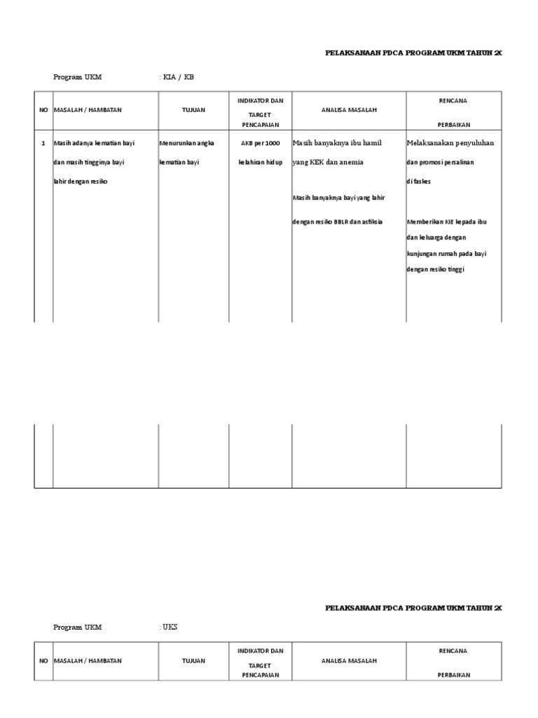 PELAKSANAAN PDCA PROGRAM UKM TAHUN 2019 | PDF