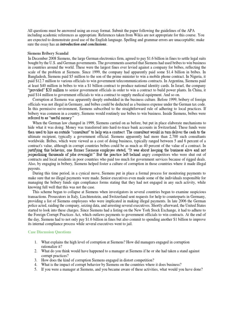 Siemens Corruption Scandal Overview | PDF | Bribery | Siemens