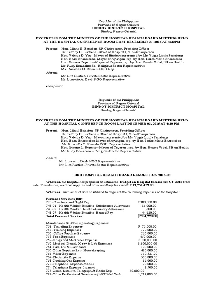 Health Board Resolutions01 | PDF | Health Professional | Hospital