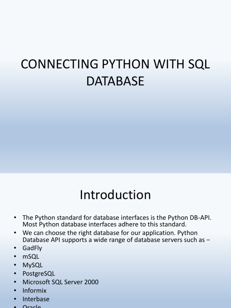 Python To MySql Connection | PDF | My Sql | Database Transaction