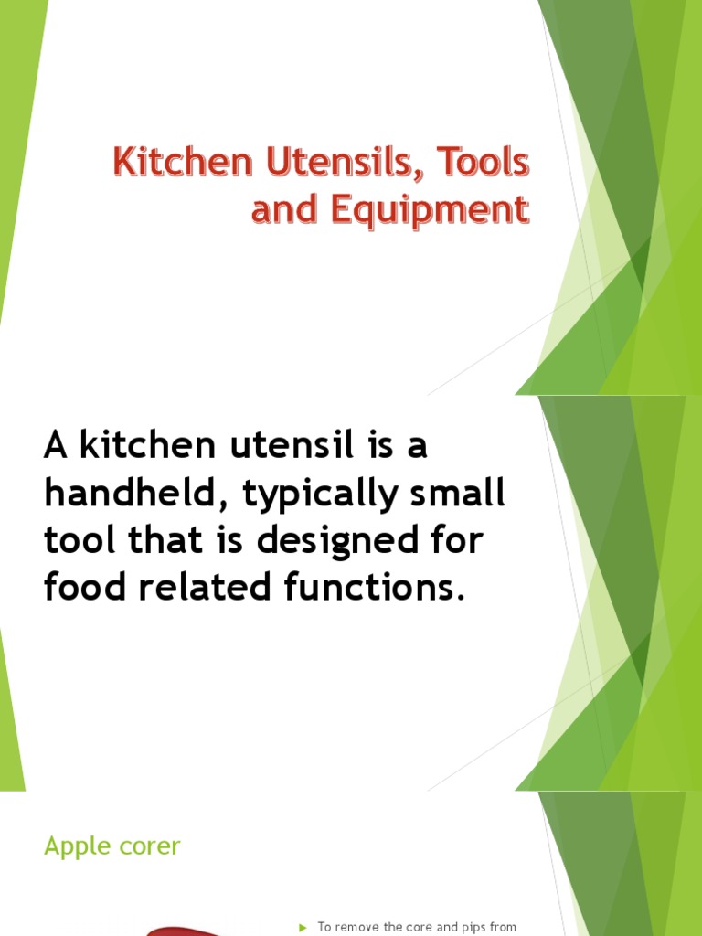 Kitchen Utensils, Tools and Equipment Powerpoint | PDF | Cookware And ...
