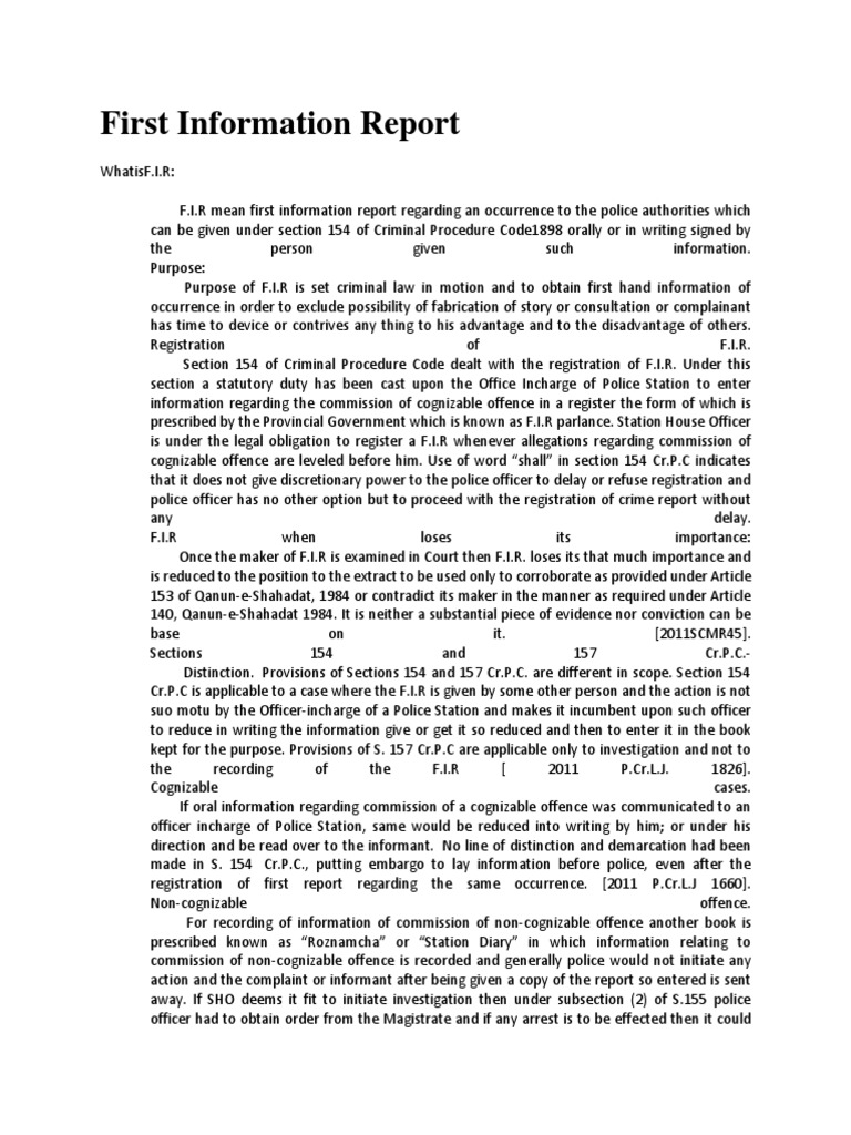 First Information Report | PDF | Justice Of The Peace | Criminal ...