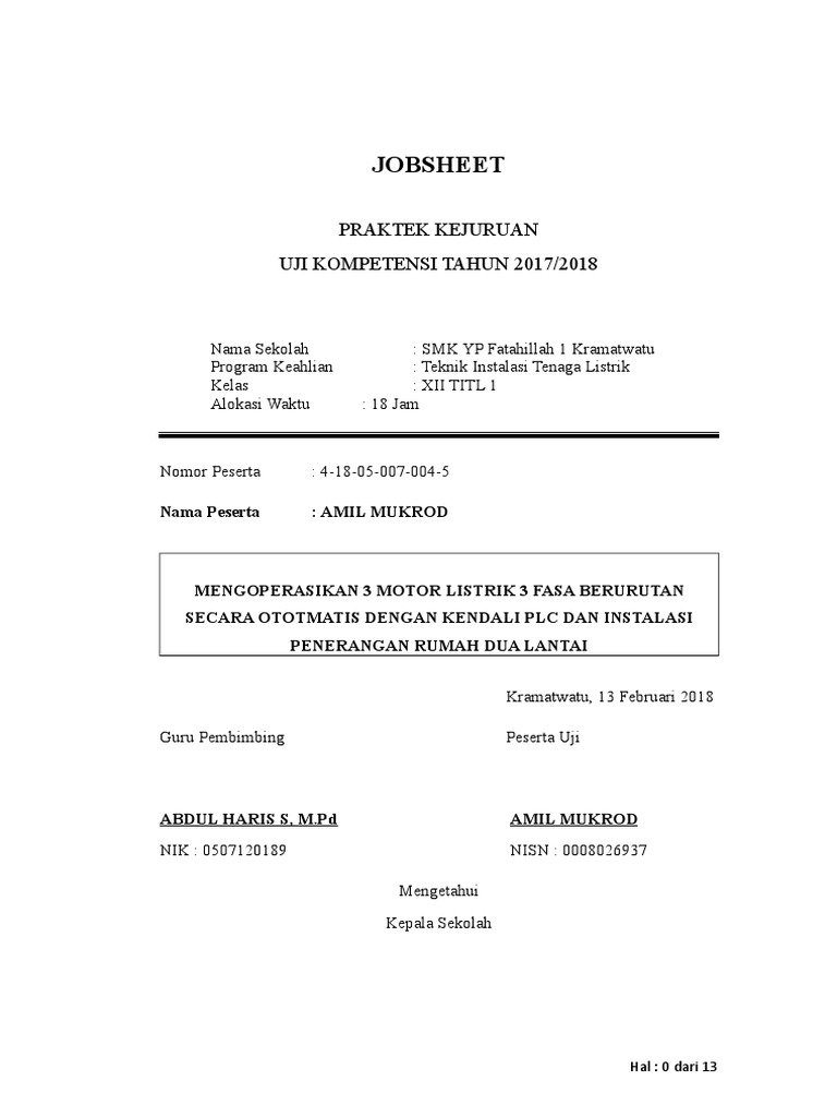 Jobsheet Praktik Kejuruan SMK TITL | PDF