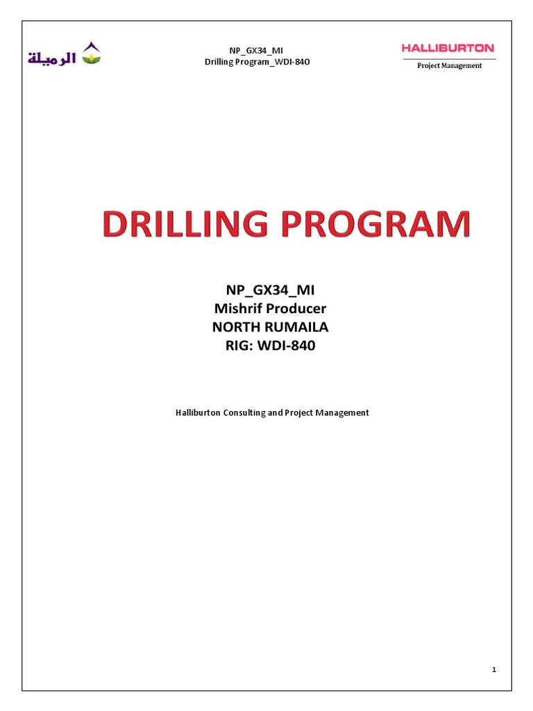 Drilling Program | PDF | Casing (Borehole) | Petroleum Reservoir