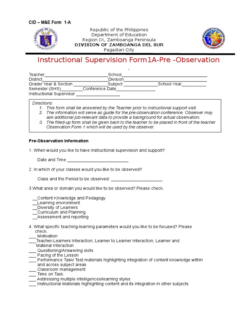 Cid Me Form 1a and Form 1b | PDF | Teaching Method | Learning