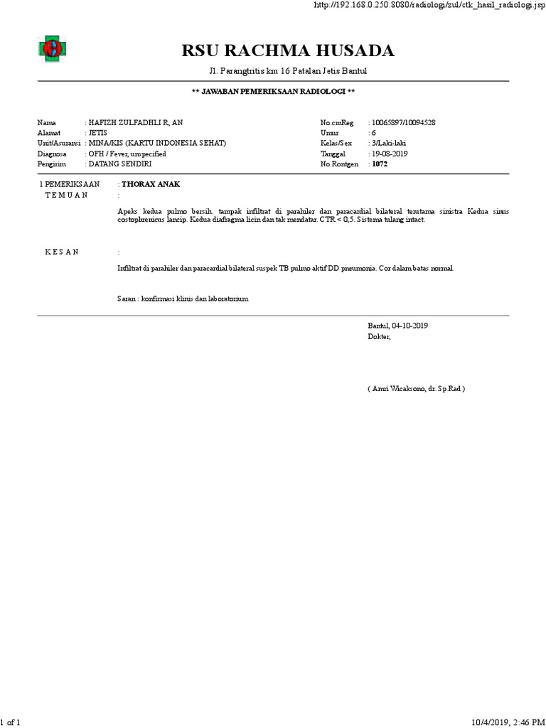 Hasil Radiologi | PDF
