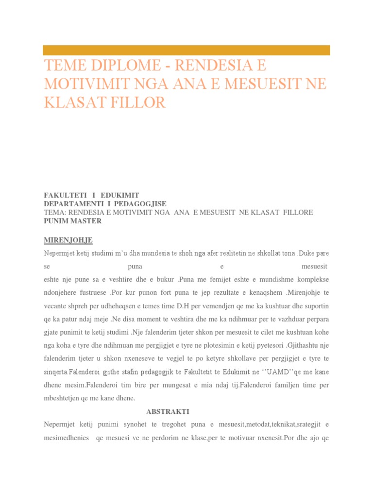 Teme Diplome - Rendesia e Motivimit Nga A | PDF