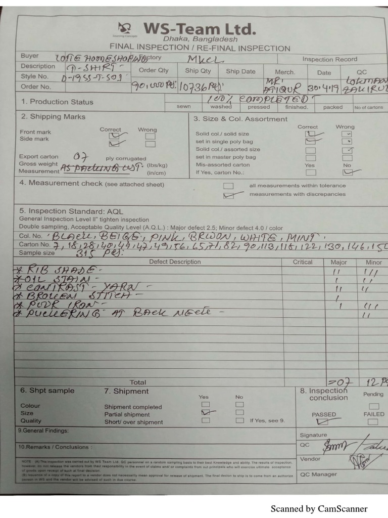 Final Inspection Report