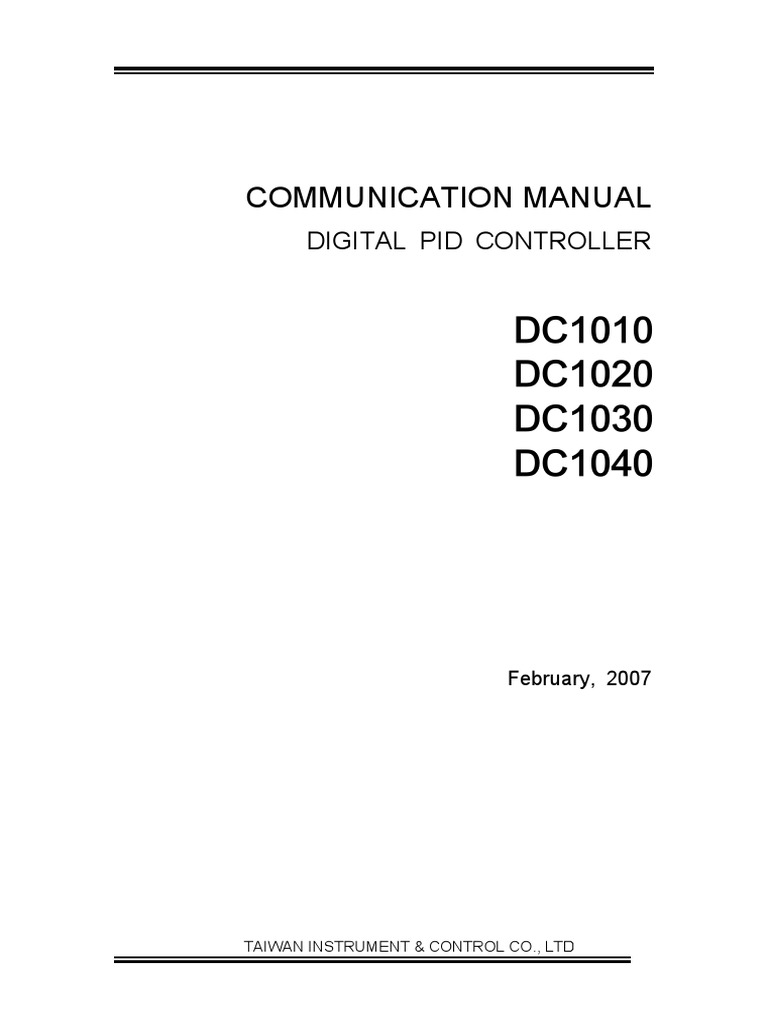 DC1010 DC1020 DC1030 DC1040: Communication Manual | PDF | Electrical ...