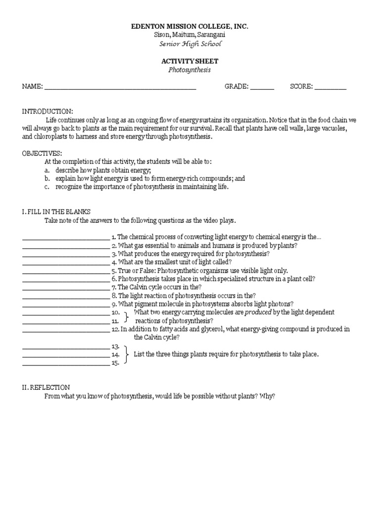Edenton Mission College, Inc.: Photosynthesis | PDF | Photosynthesis ...