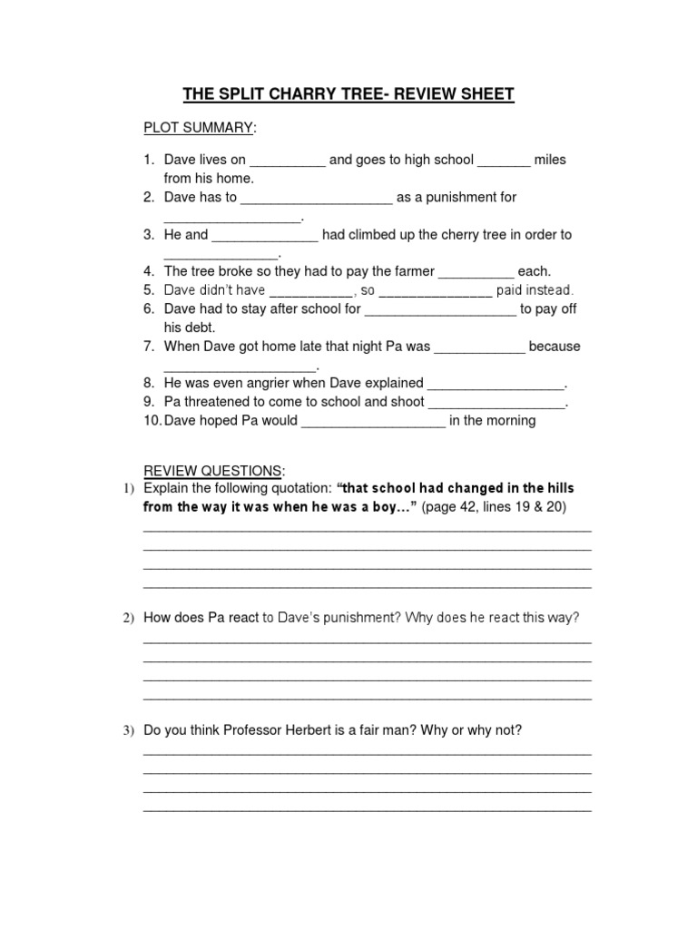 The Split Charry Tree-Review Sheet | PDF