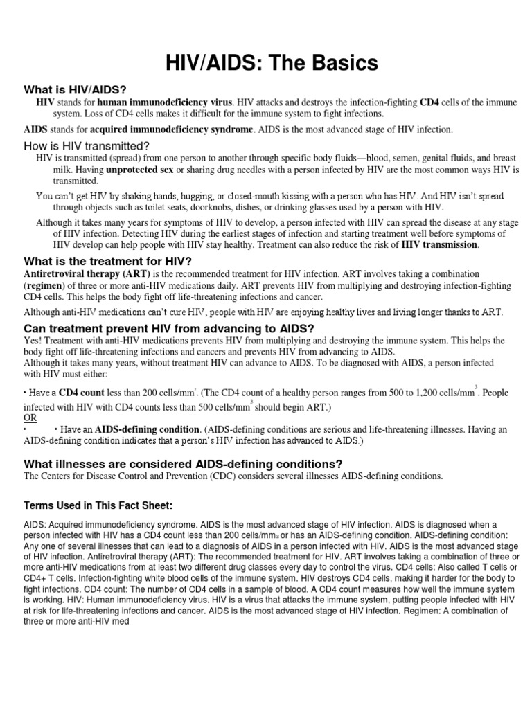 Hiv Aids The Basics | PDF | Diagnosis Of Hiv/Aids | Hiv/Aids
