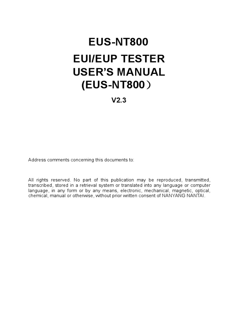 EUS NT800 Manual | PDF | Electrical Connector | Fuel Injection