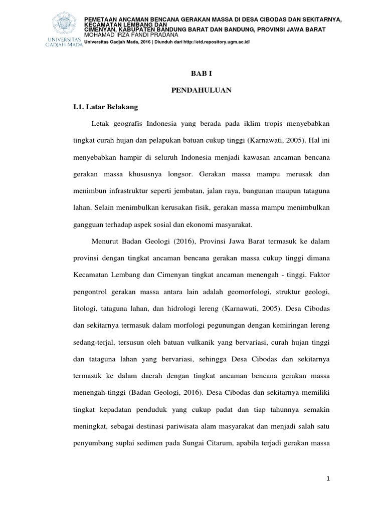 Bab I Pendahuluan I.1. Latar Belakang: Mohamad Irza Fandi Pradana | PDF