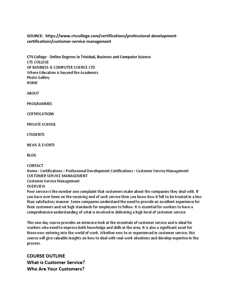 CUSTOMER SERVICE - Reference 2 | PDF | College | Business