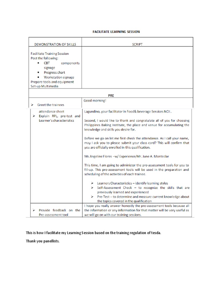 This Is How I Facilitate My Learning Session Based On The Training ...