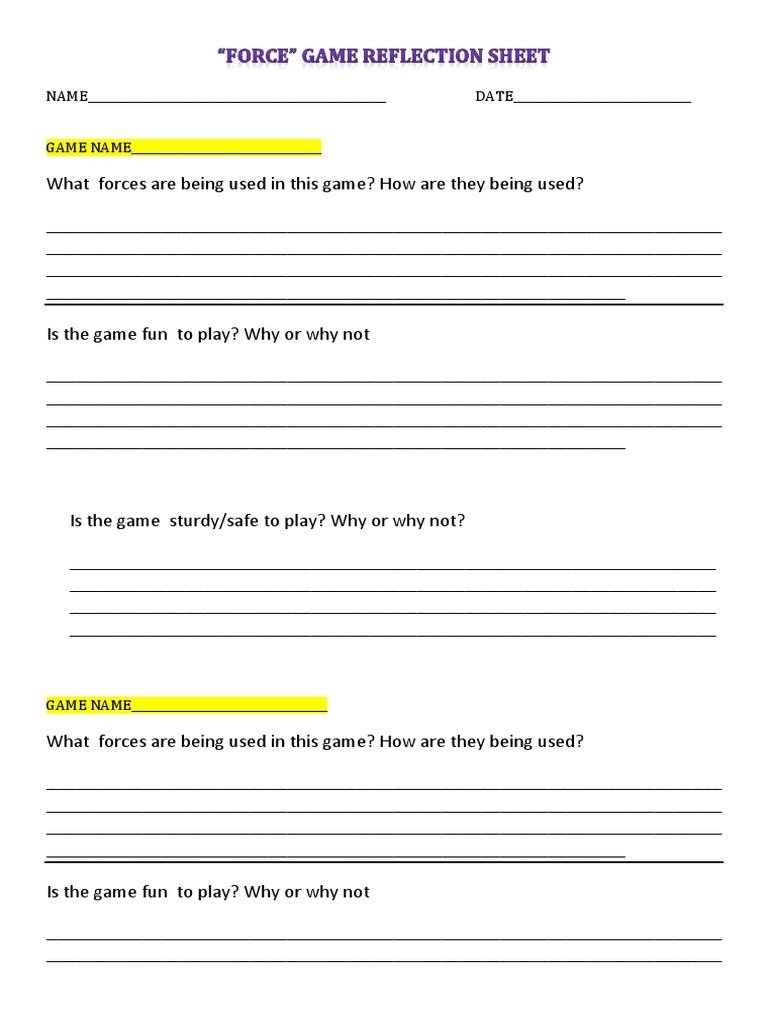 Reflection Sheet | PDF