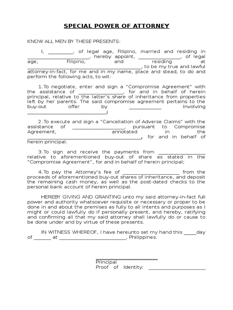 Spa Sample | PDF | Power Of Attorney | Private Law