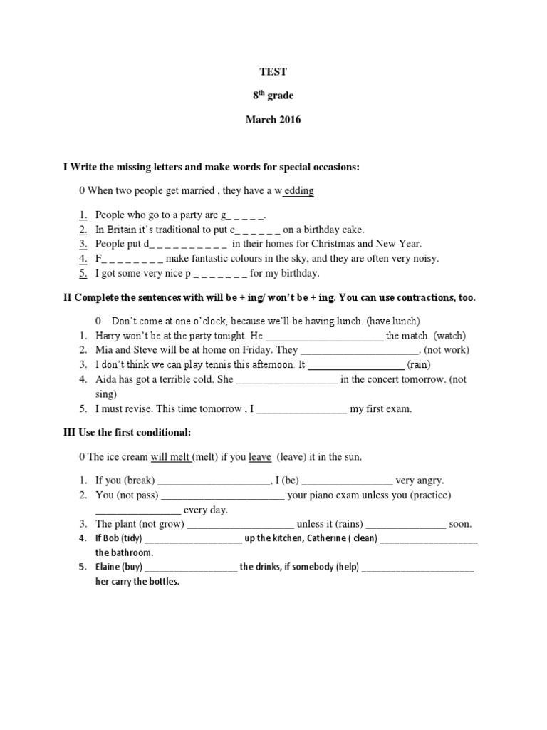 Test 8 Grade March 2016 | PDF | Language Arts & Discipline